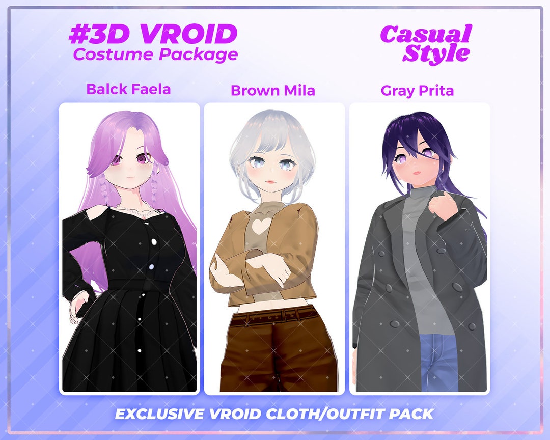 Vroid Clothing Pack, Doll Clothes, Vroid, Clothes, Costume, Kawaii ...