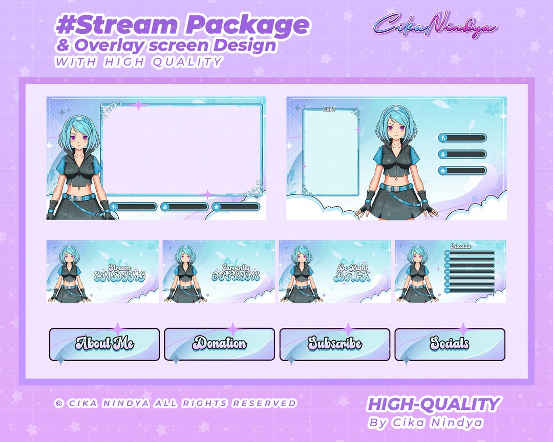 Overlay Stream Pack, Overlay, Vtuber, Stream Overlay, Twitch Overlay ...