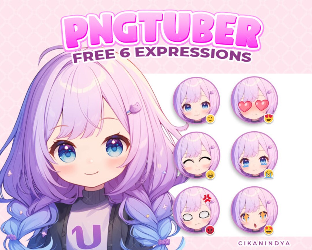 Cartoon PNG Tuber Avatar: 12 Expressions, Premade Vtuber Assets - Etsy