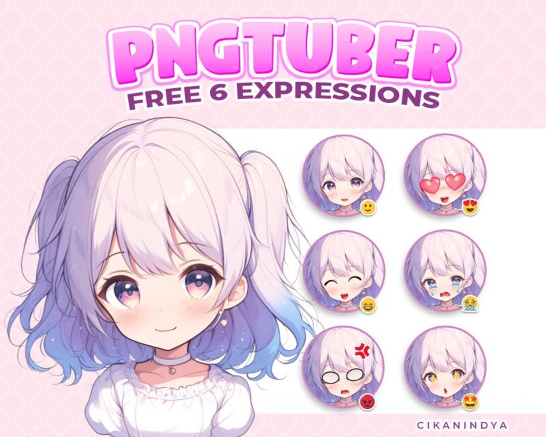 PNG Tuber | Chibi Vtuber Live2d Character With Pastel Hair | Get 6 ...