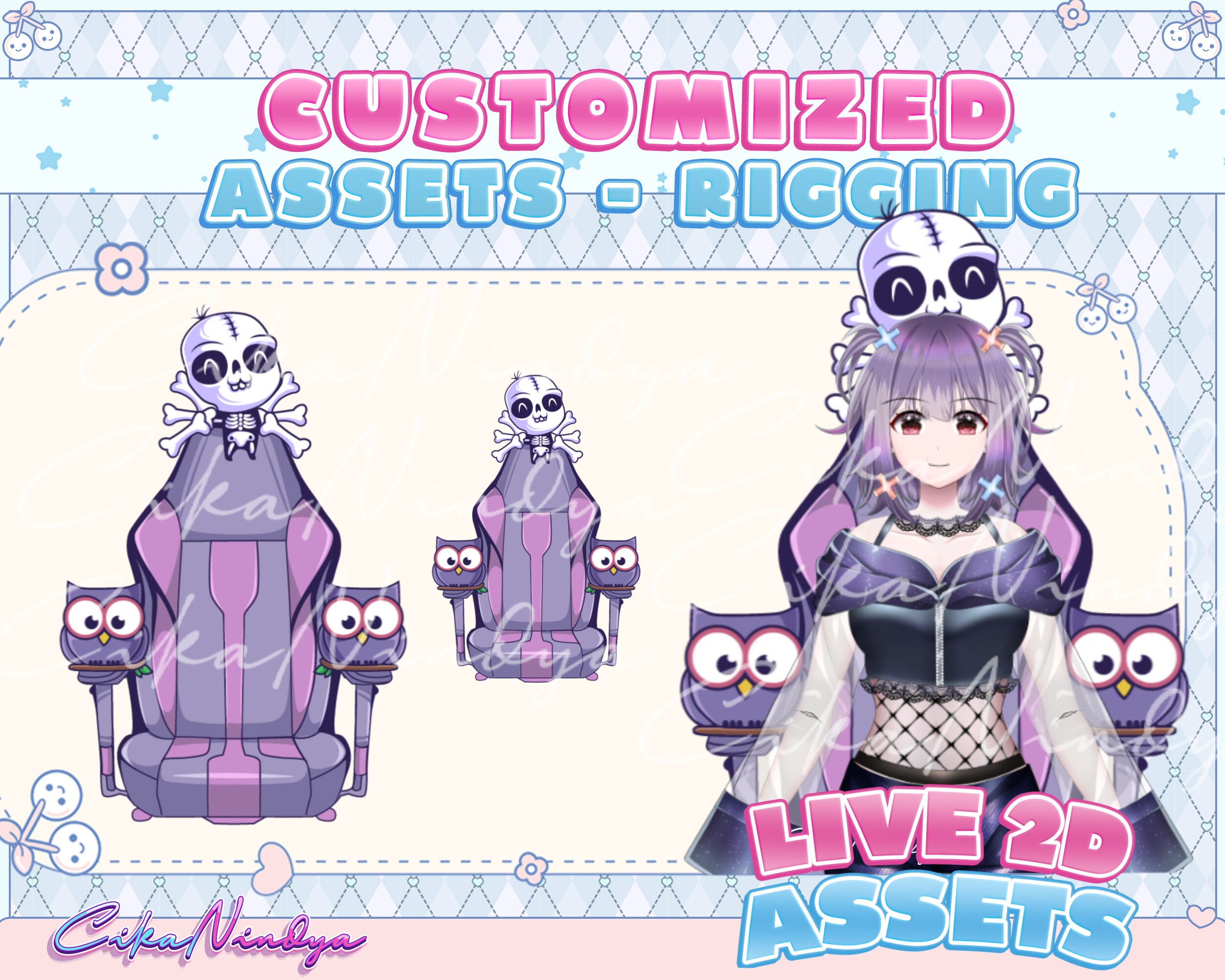 Skeleton Chair Vtuber Asset: 2D Animated Stream Overlay (PNG) - Etsy