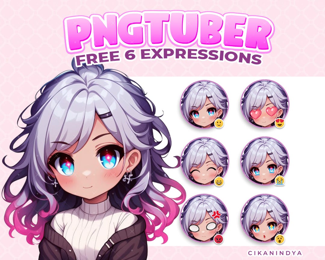 PNG Tuber | Chibi Characters With Long Wave Hair for Streams Game | Get ...