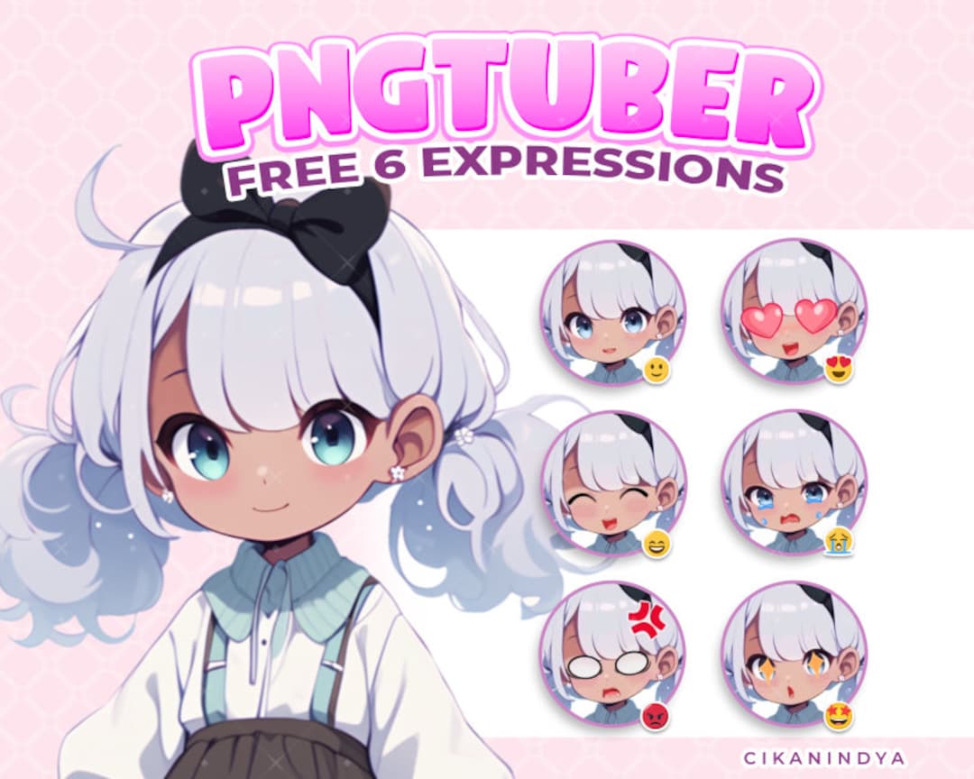 PNG Tuber | Unique Tuber Avatar With White Hair for Streaming ...