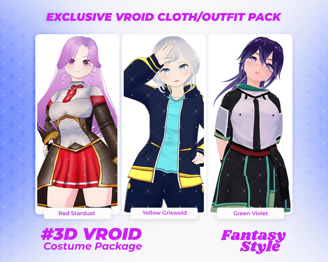 Fantasy World Vroid Attire Dreamy 3D Clothing Package - Vroid Clothing Pack, Kawaii Clothes, 3d ...