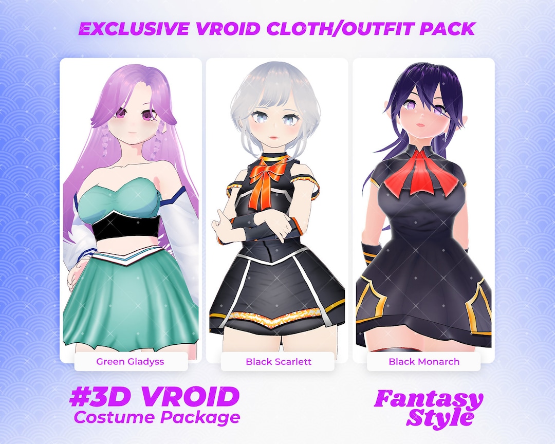 Elegant Black Theme Vroid Outfit Pack for Vtuber Sorceresses - Vroid ...