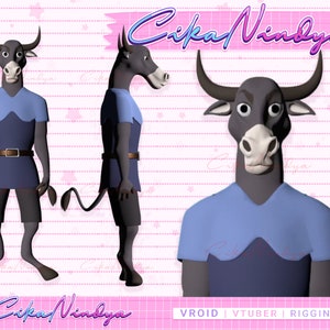 Vroid 3D Vtuber - Bull Character, Vtuber Streamer, Furry, Fursona ...