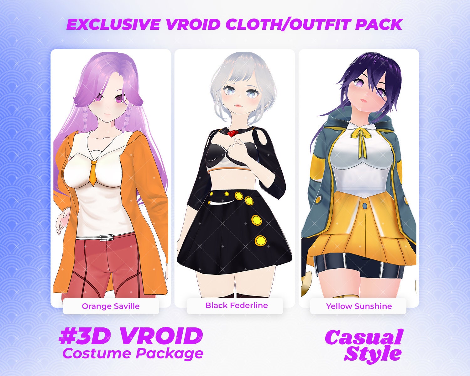 Vroid Clothing Pack Vroid Assets Vroid Outfit Cosplay - Etsy