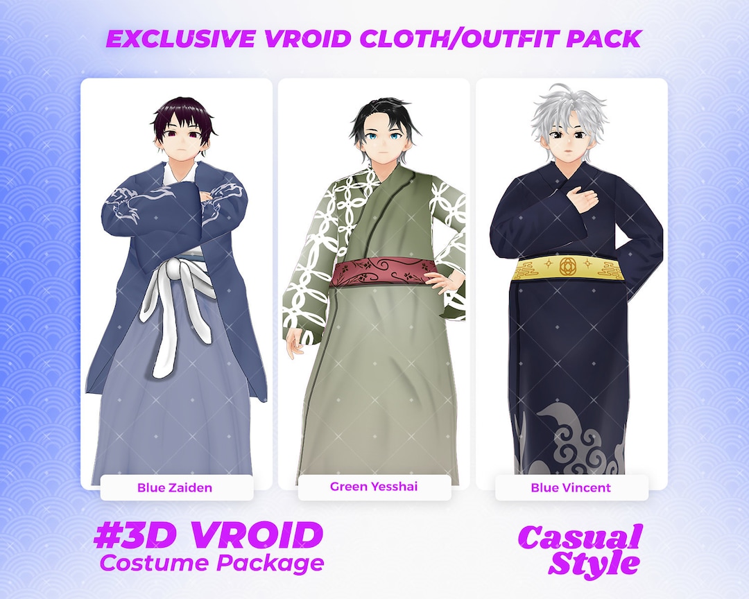 Vroid Clothing Pack: Casual 3-piece Outfit - Male Ensemble ...