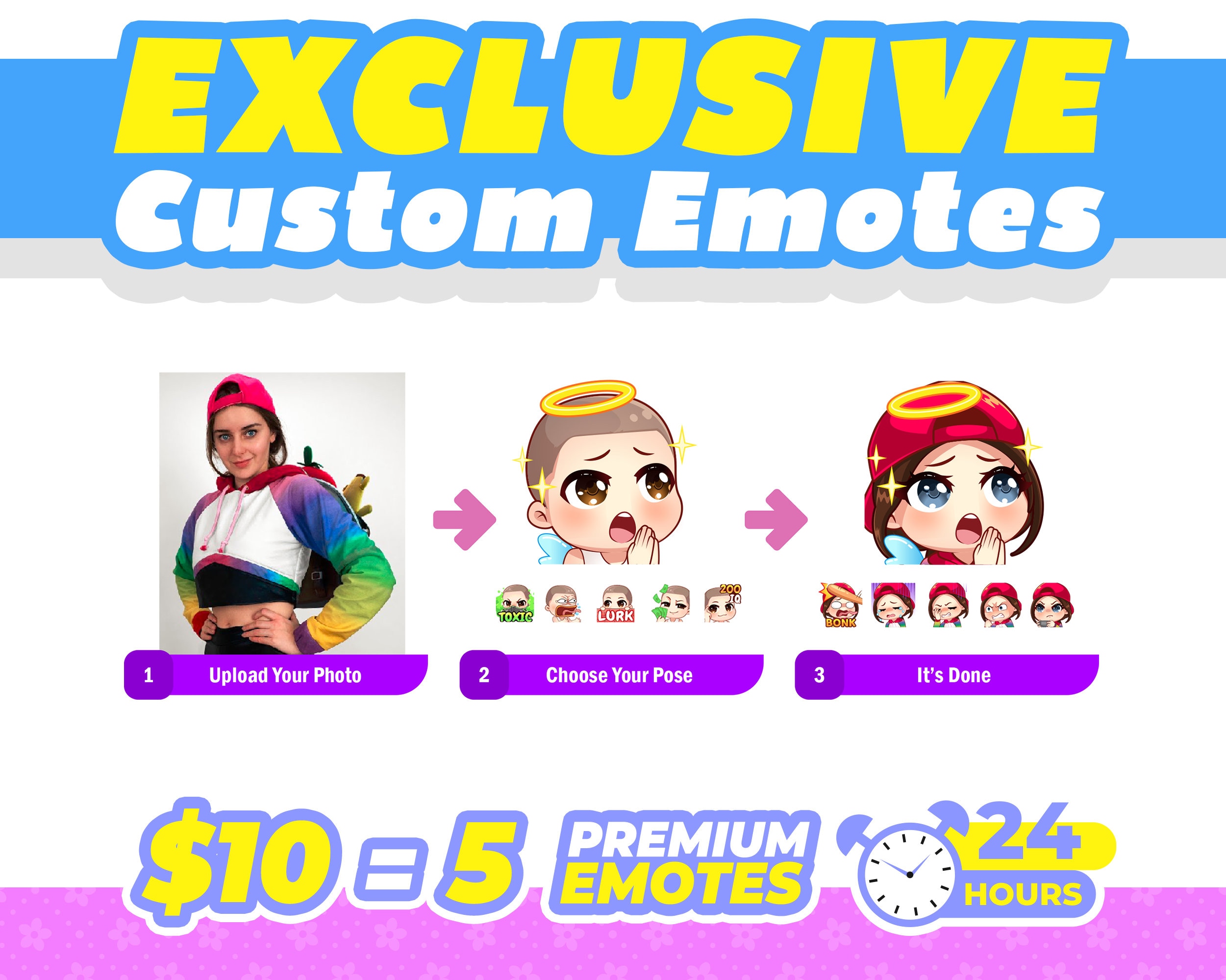 Exclusive Chibi Emotes for Twitch | Craft Your Custom Vtuber Presence ...