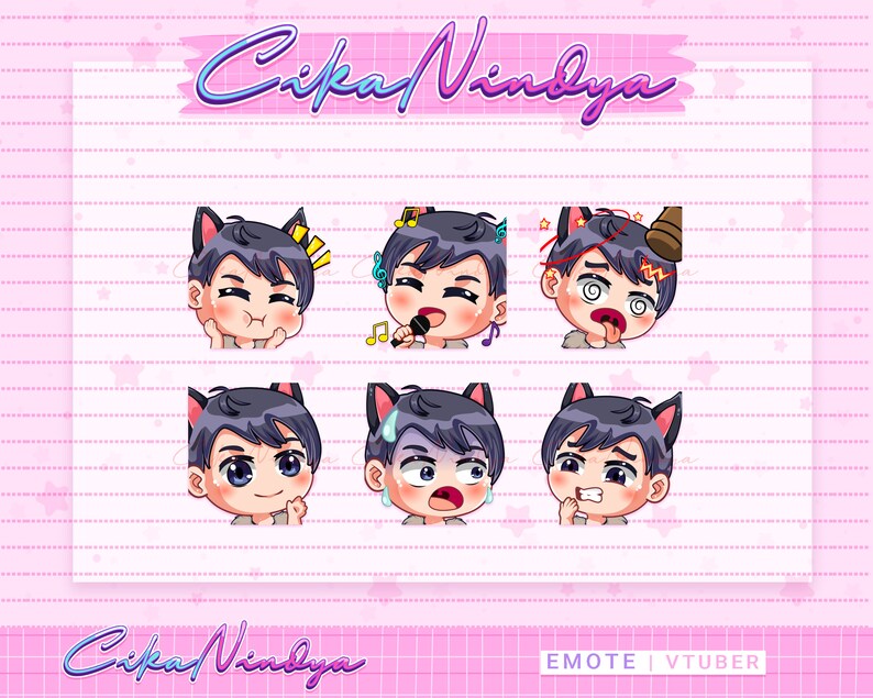 Cute Boy Emotes for Twitch - 6 Pose, Emote, Twitch, Nice Boy, Boy Emote ...