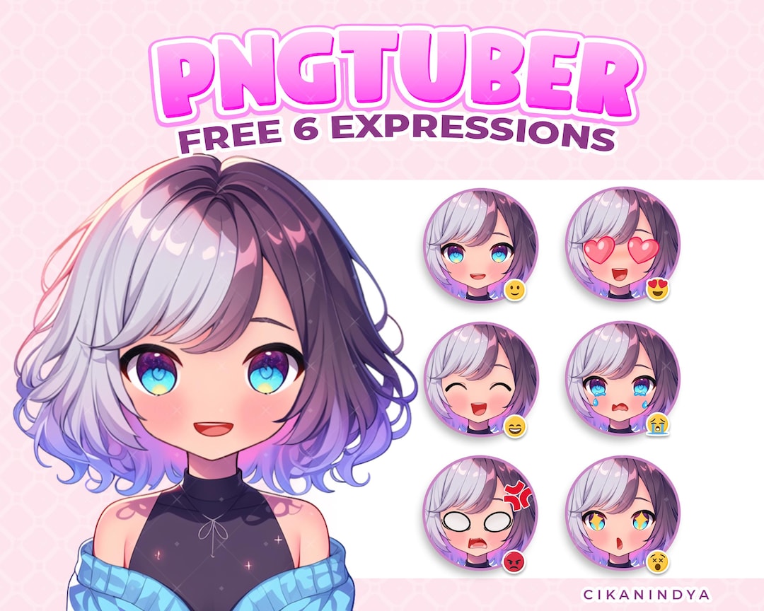 Premade Pngtuber Model: Dual-tone Gradient, Smooth Animations - Etsy