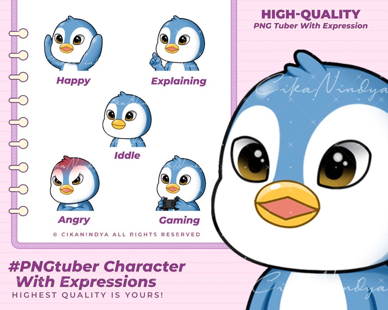 PNG Tuber Png Tuber Avatar Pngtuber Model Pngtuber Premade - Etsy