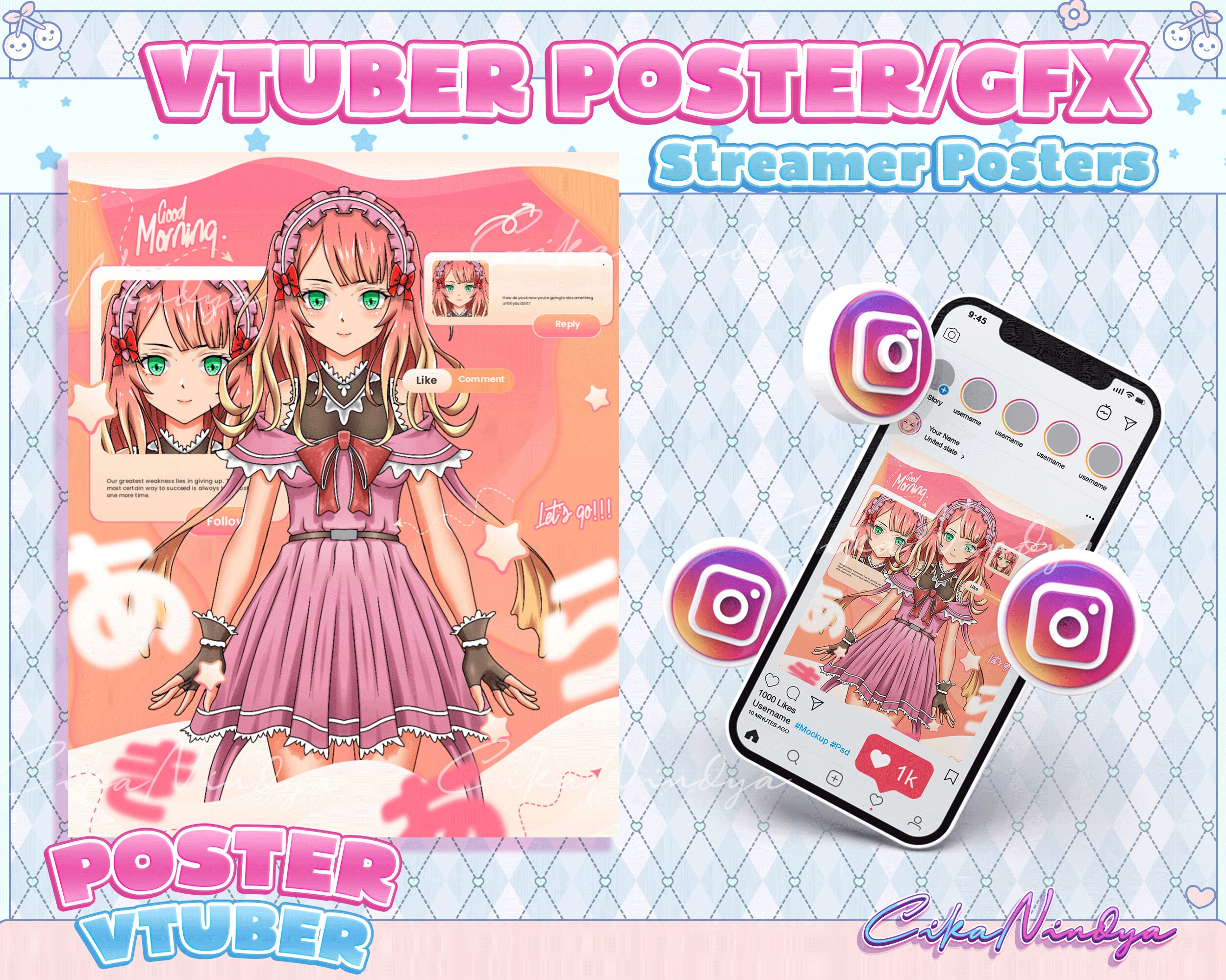Vtuber Poster Anime Poster Vintage Poster Frames Poster - Etsy