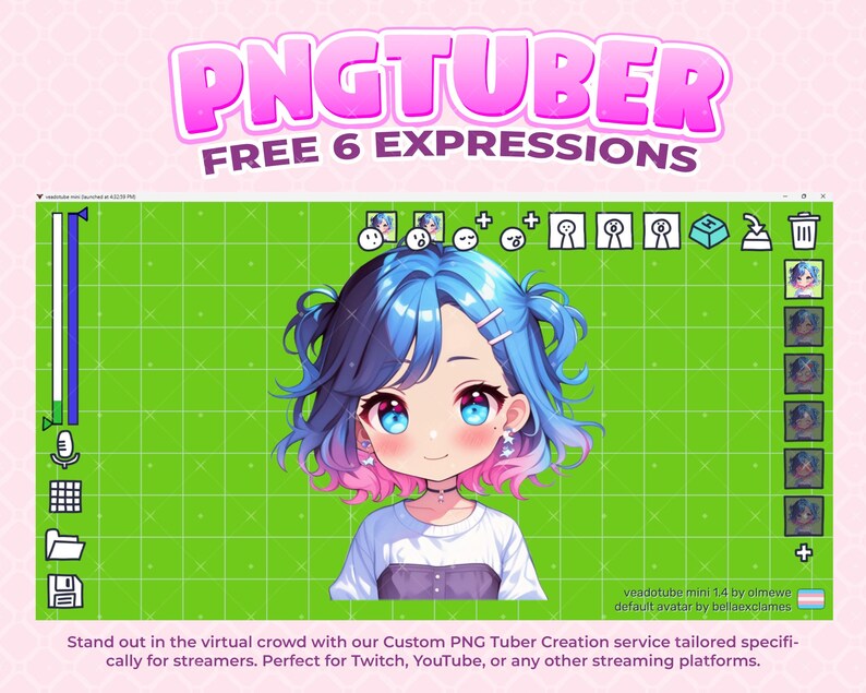Stylish Blue-pink Female Pngtuber – Smooth Animated Girl Character - Etsy