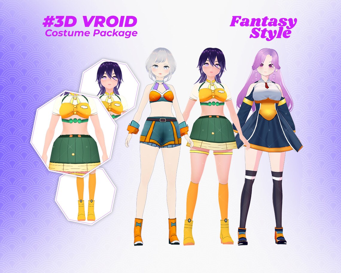 Vtuber Outfit Collection: 3-in-1 Fantasy Fusion Vroid Costume - Etsy