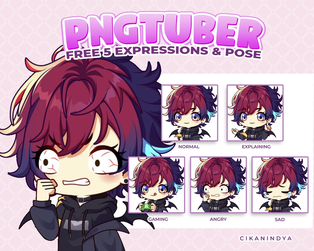 Bold and Edgy Pngtuber Male – Vibrant Premade Chibi Character - Etsy