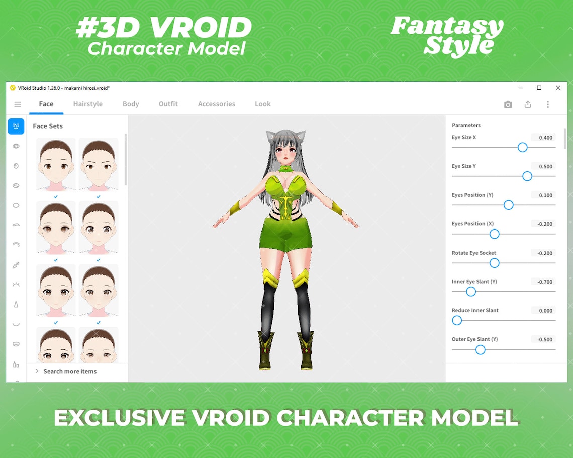 Fantasy Avatar 3D Vroid Girl Makami Hirosi for Adventure Themed Streams ...