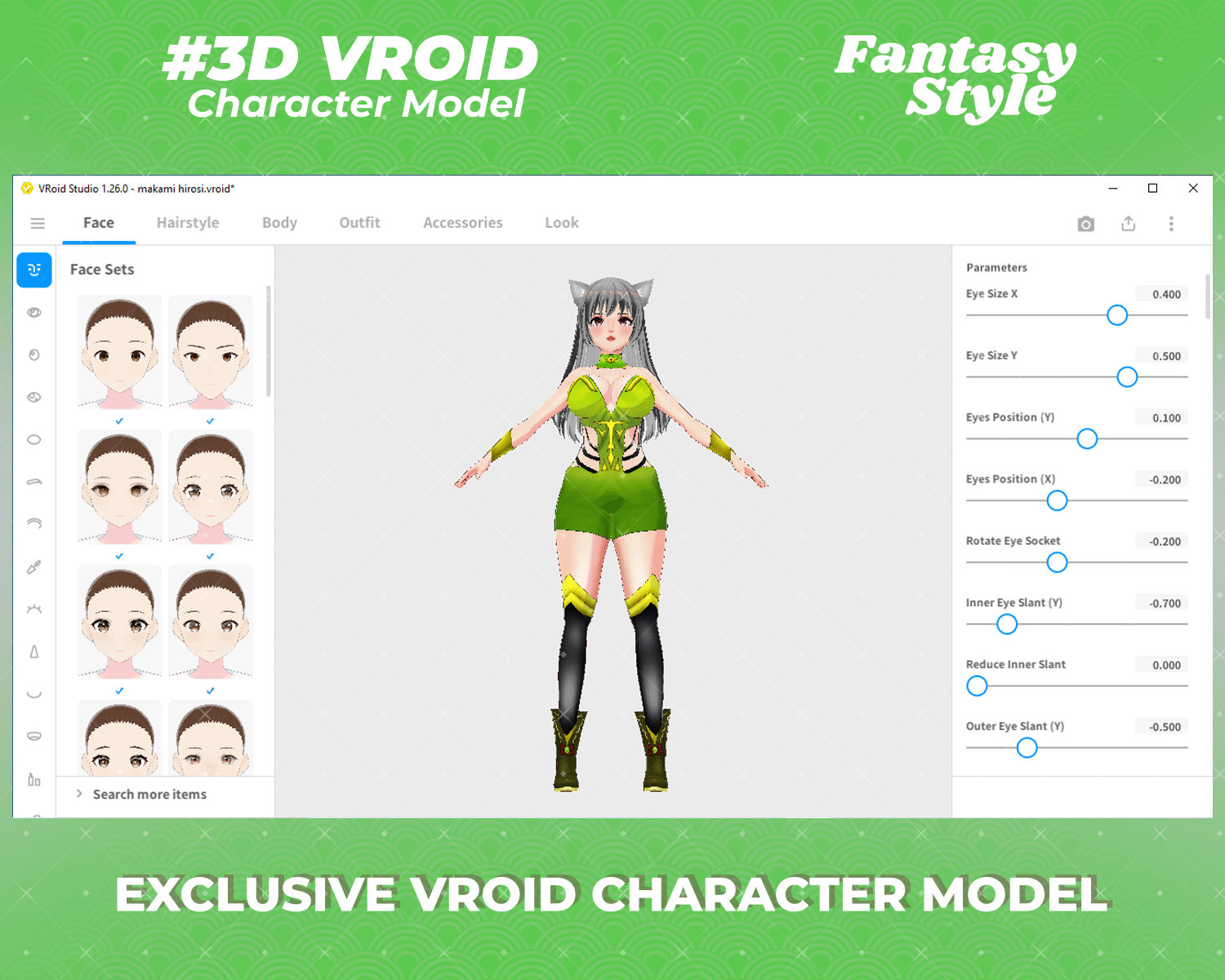 Fantasy Avatar 3D Vroid Girl Makami Hirosi for Adventure Themed Streams ...
