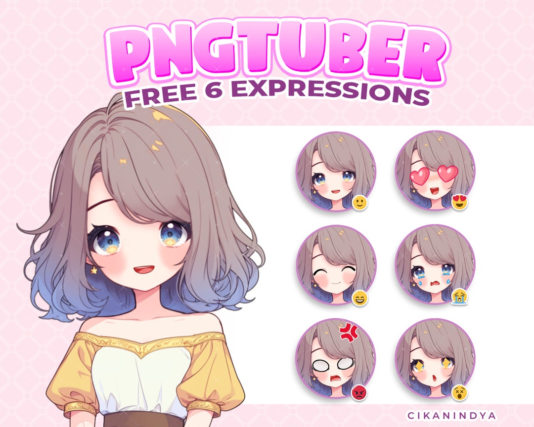 PNG Tuber | Golden Serenity A Gentle Smile | Get 6 Poses | Cartoon ...
