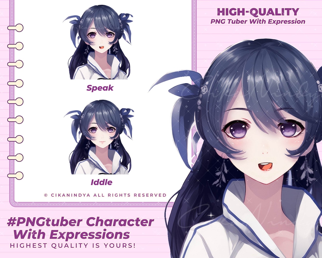 PNG Tuber | Stream in Style With Cool PNG Tuber Character Calm Girl | 2 ...