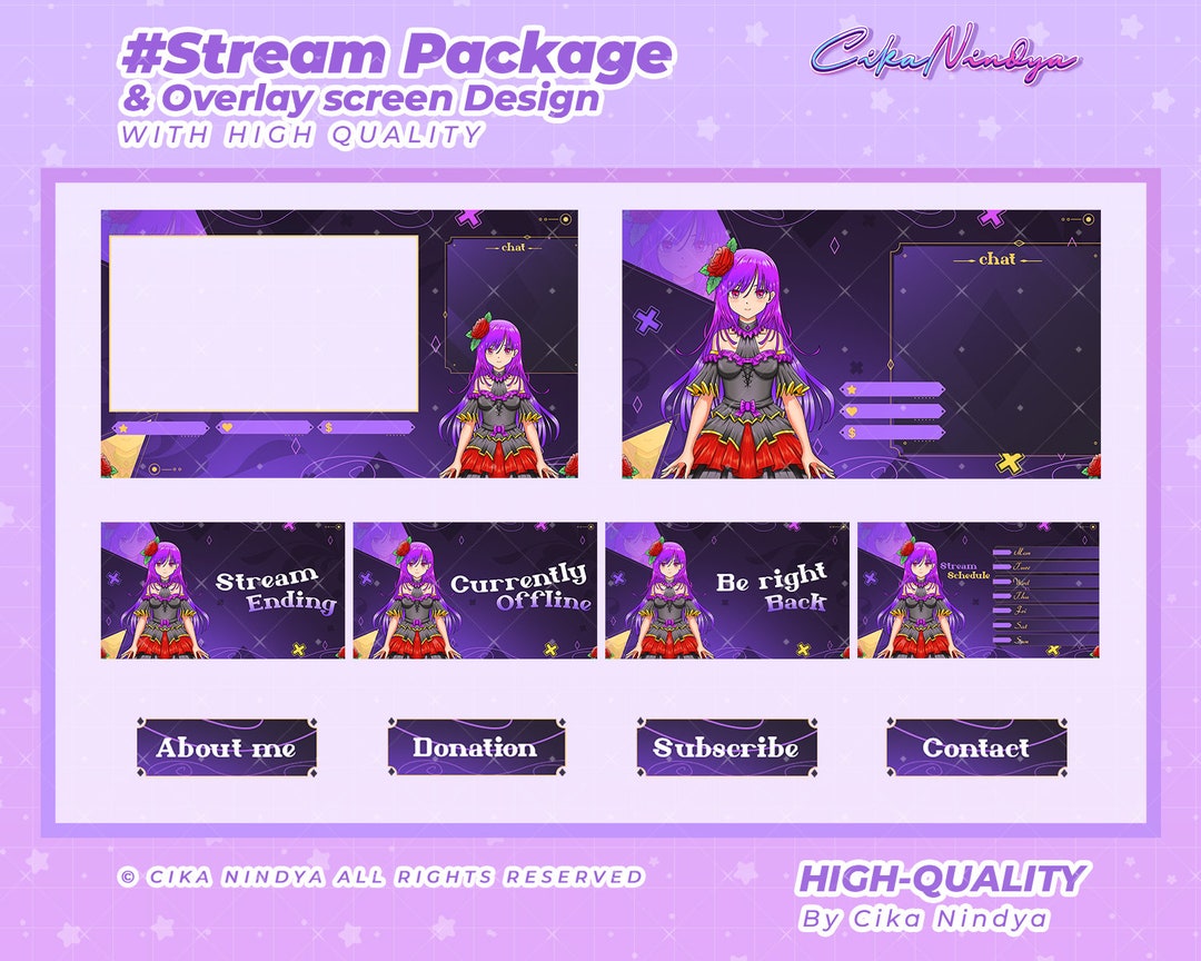 Epic Gaming Immersive Overlay Pack Purple With Rose for Game Streamers ...