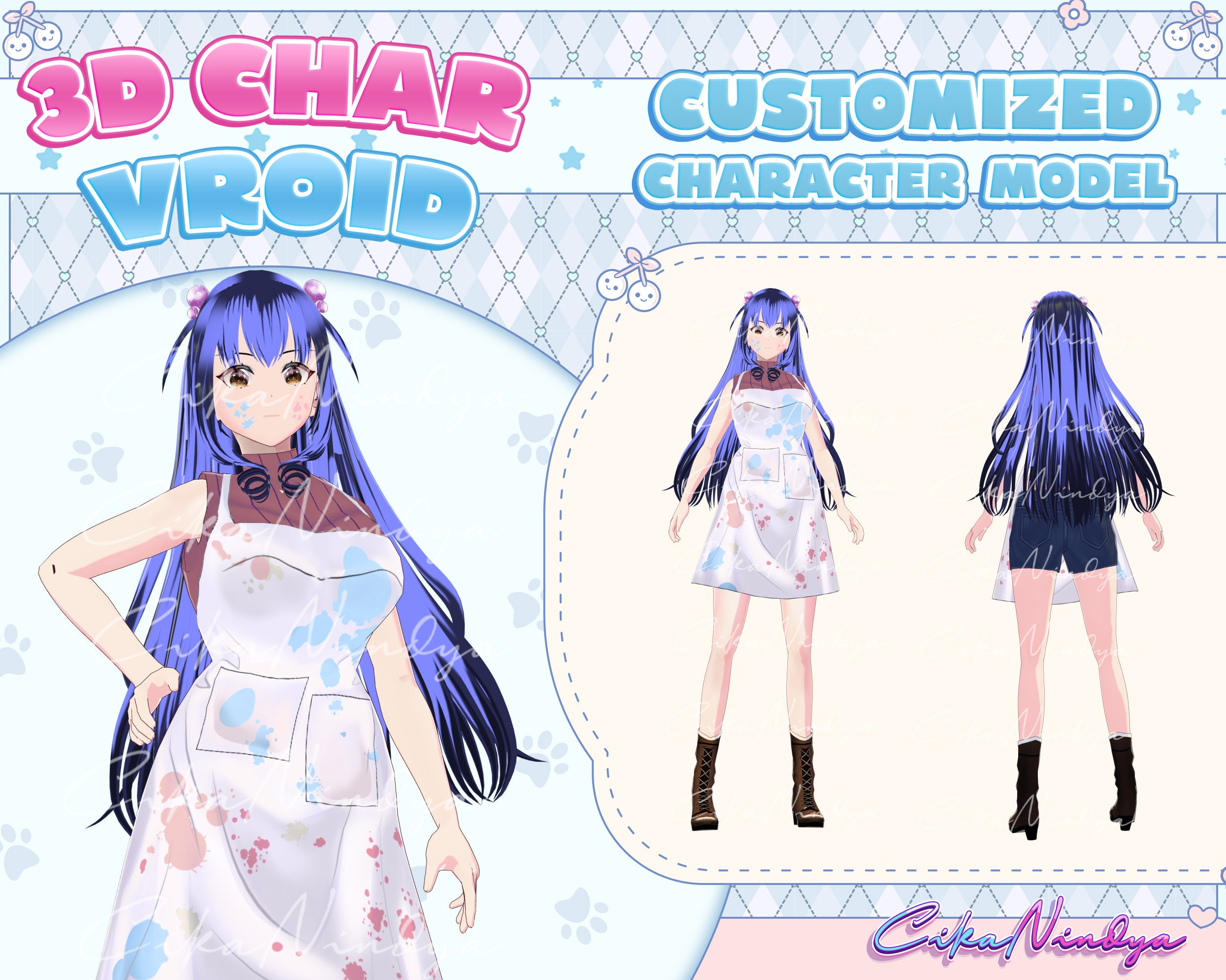 3D Vroid Character 3d Model Unique Model Vtuber Model Free - Etsy