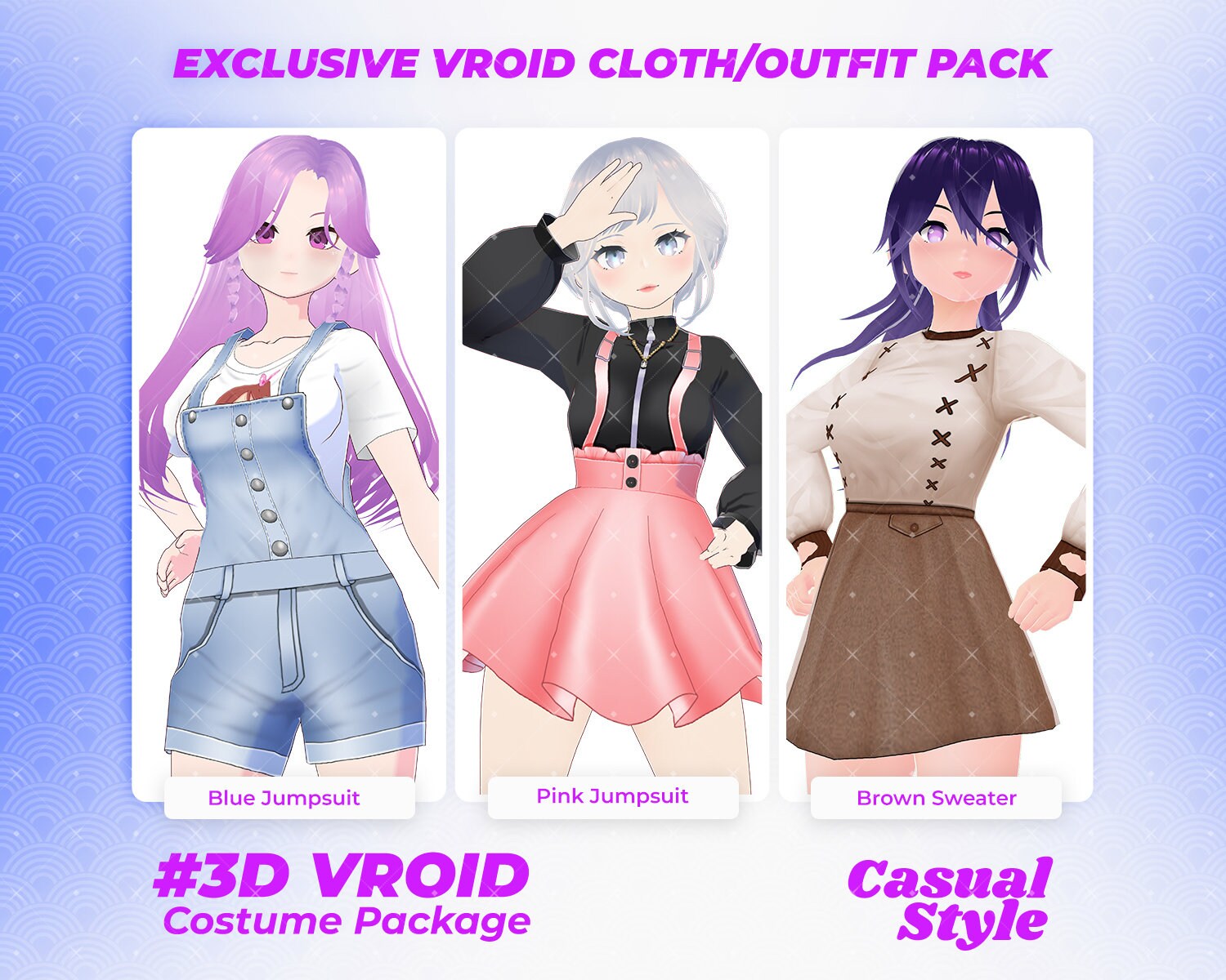Vroid Clothing Pack, Kawaii Clothes, 3d, Doll Clothes, Vroid Outfit ...