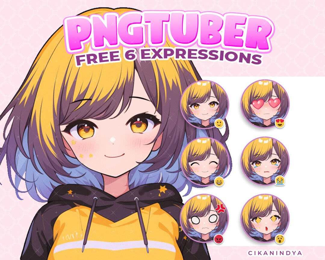 Yellow-haired Girl Pngtuber Model: 6 Poses, Vtuber Art - Etsy