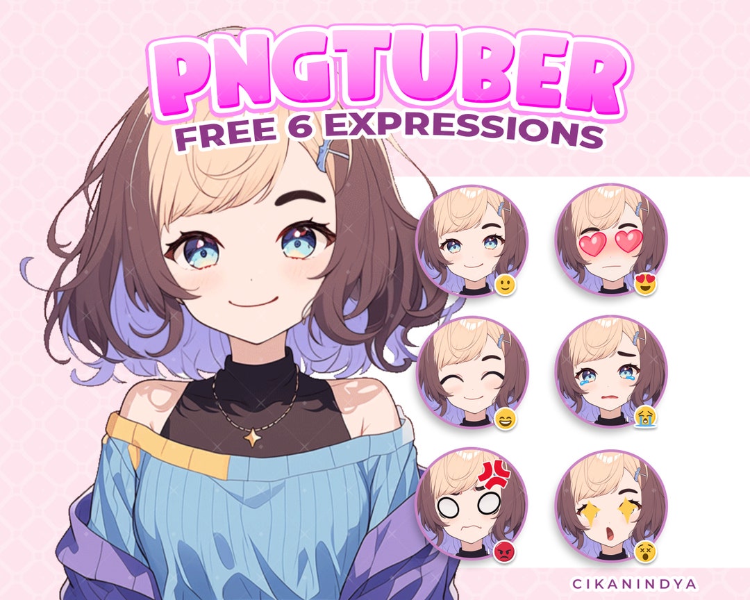PNG Tuber | Vtuber PNG Character With Blue Sweeter Avatar for Twitch ...