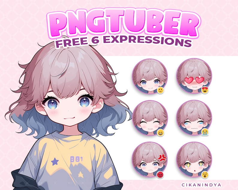 Anime Girl Pngtuber Avatar | Unique Streaming Expressions - Etsy