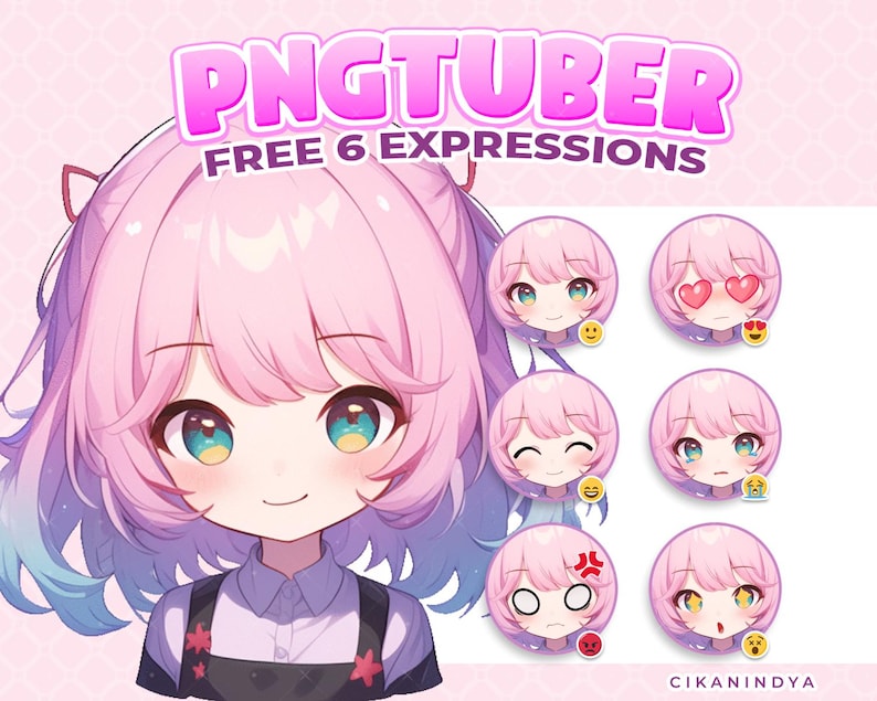 Pastel PNG Tuber Avatar: Kawaii Vtuber With 6 Poses - Etsy