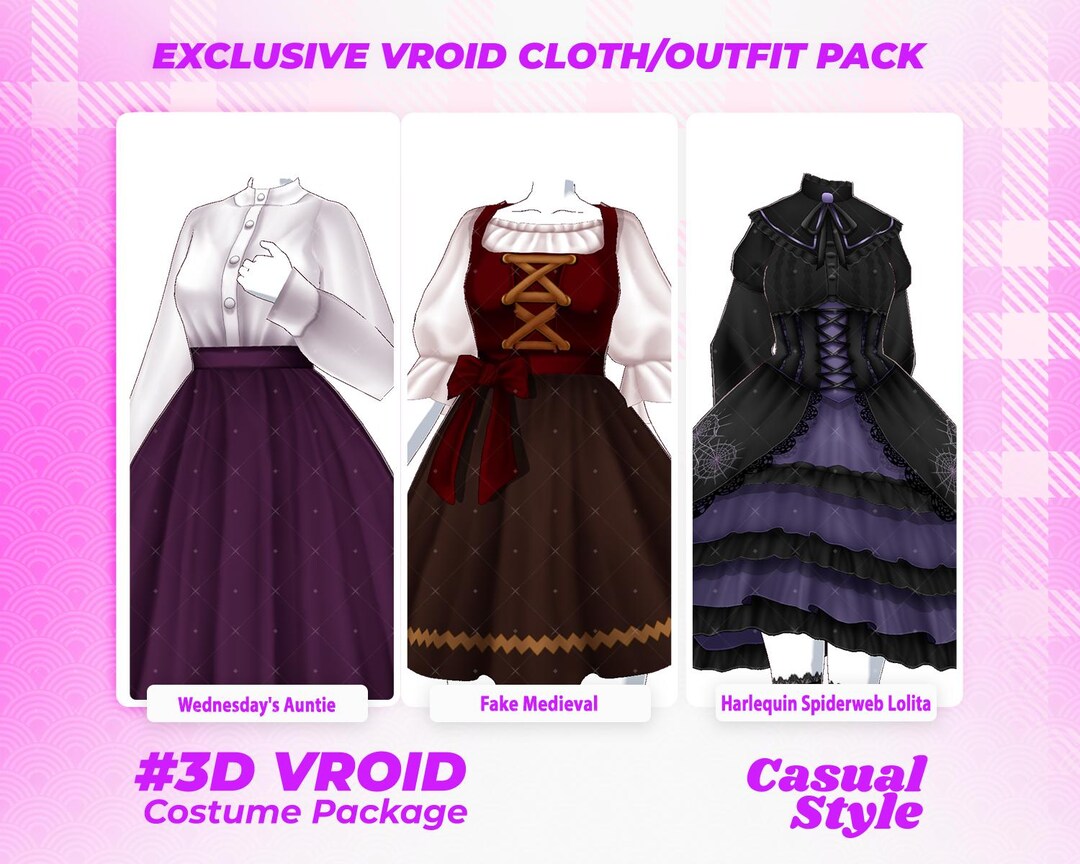 3D Vroid Outfit Pack: Gothic & Vintage Costume Set - Etsy