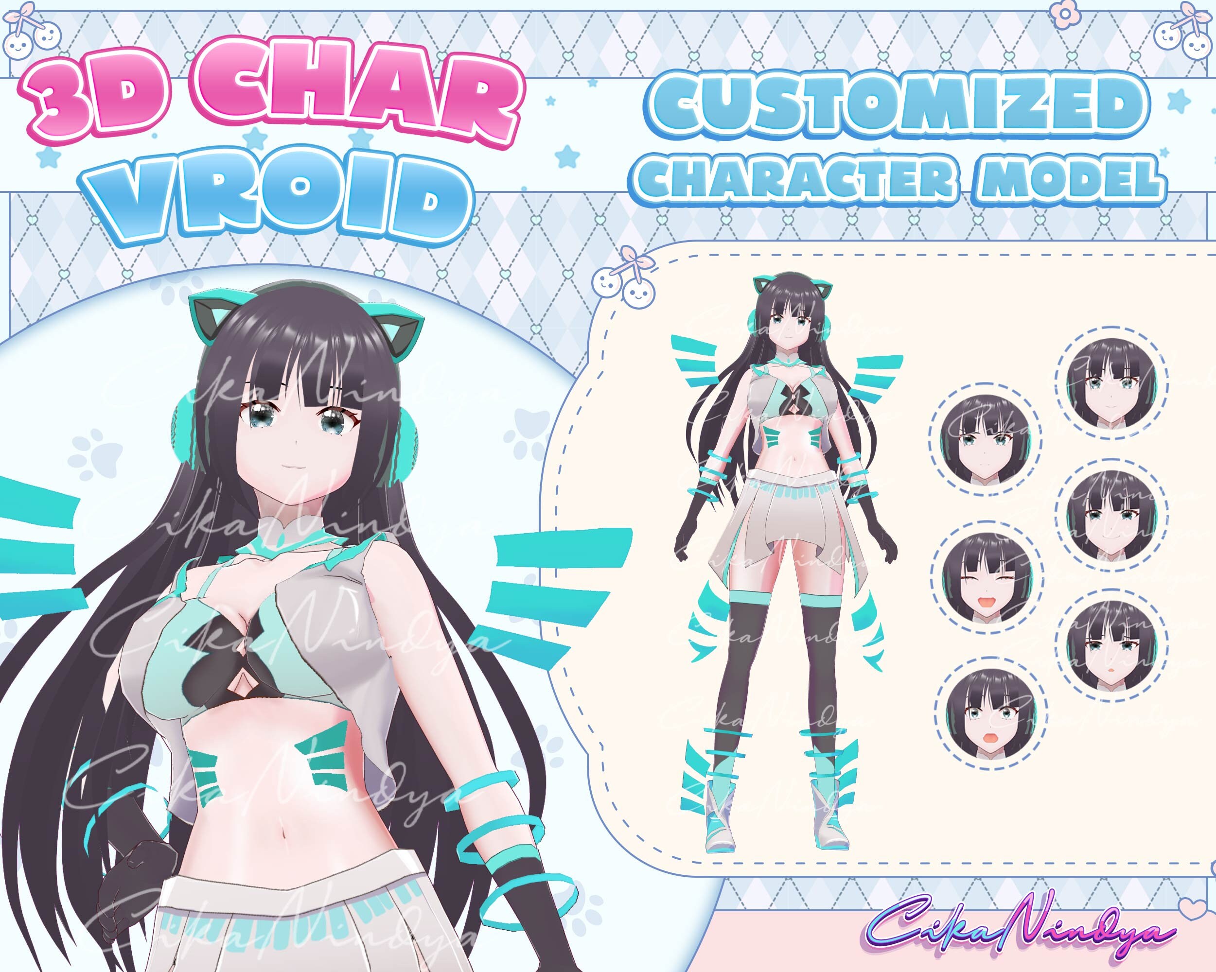 3D Vroid Character Vtuber Model 3d Model Commission Vroid - Etsy