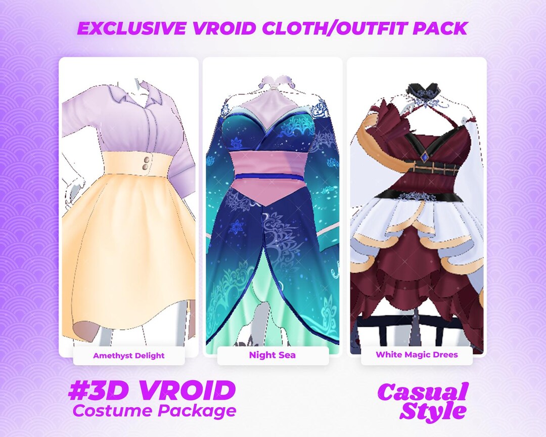 3D Girl Outfit Pack | Aesthetic Vroid Casual Clothes for Vtuber ...