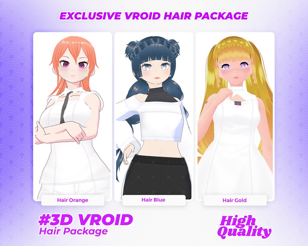 Vroid Hair Pack | Premier 3D Vroid Hair Package for Fashion Streamers ...