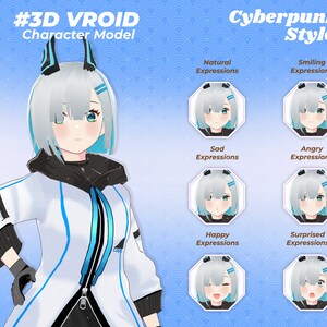 Innovative Style 3D Vroid Character White Hair Cyber Anime Girl for ...