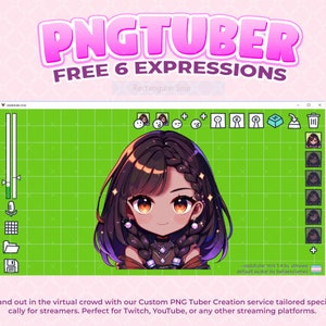 Pngtuber | Brown Hair PNG Tuber Girl With Purple Highlights for Make ...