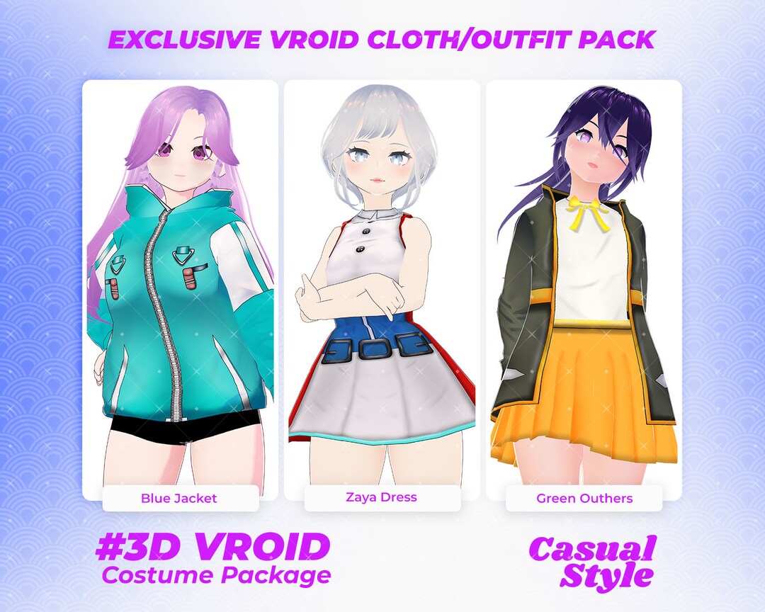 Vroid Clothing Pack, Cosplay Costume, Kawaii Clothes, Vroid Outfit ...
