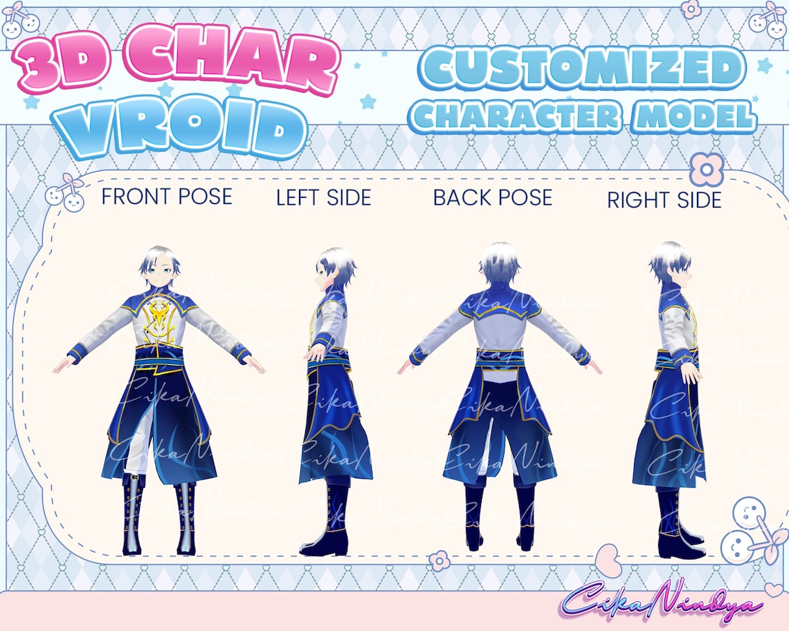 3D Vroid Character 3D Vroid 3d Model Commission Vtuber - Etsy
