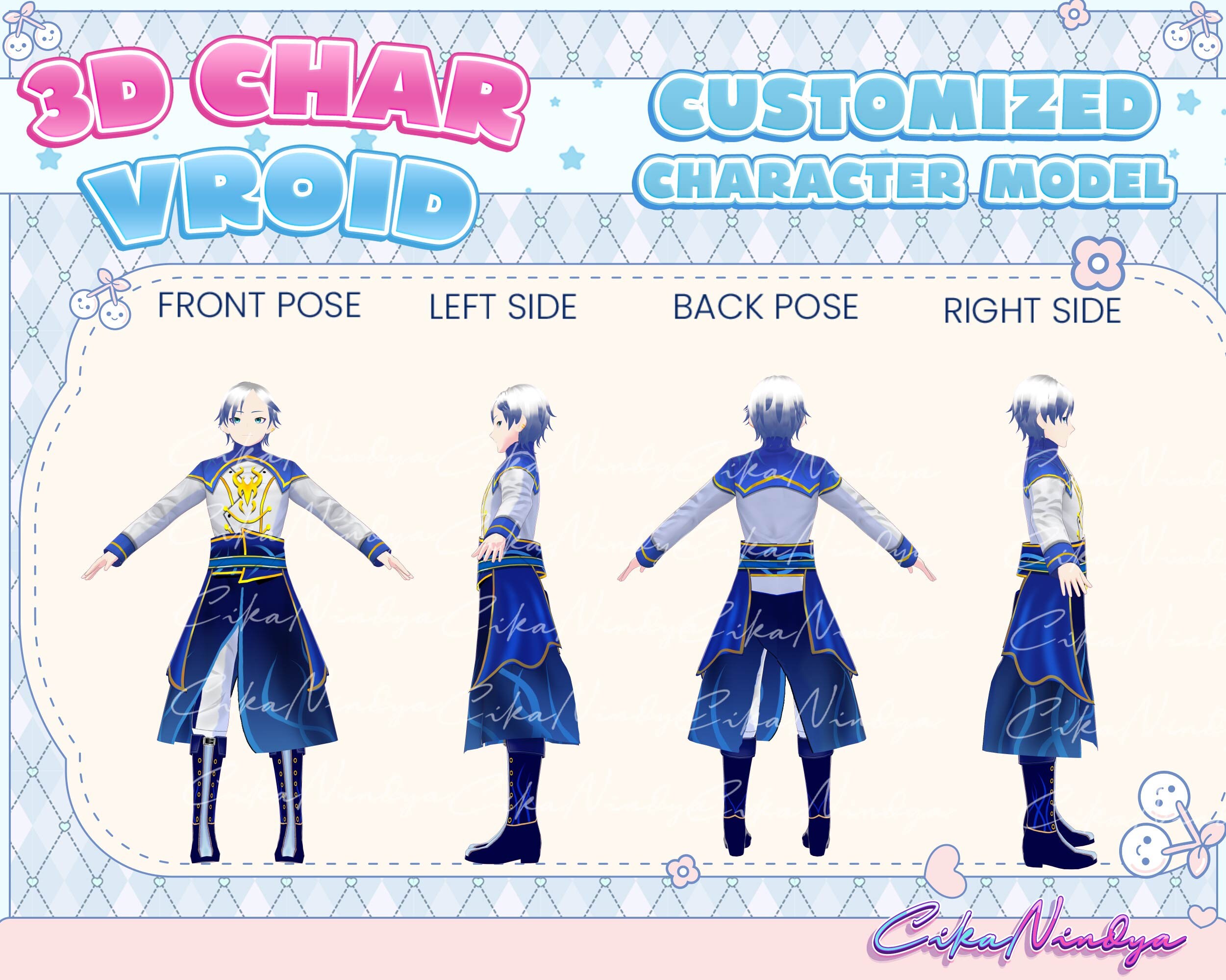 3D Vroid Character 3D Vroid 3d Model Commission Vtuber - Etsy