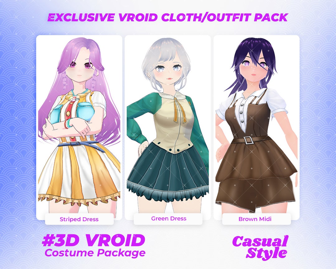 Vroid Clothing Pack, Virtual Fashion, Casual Girl, Girl Outfit, Cosplay ...