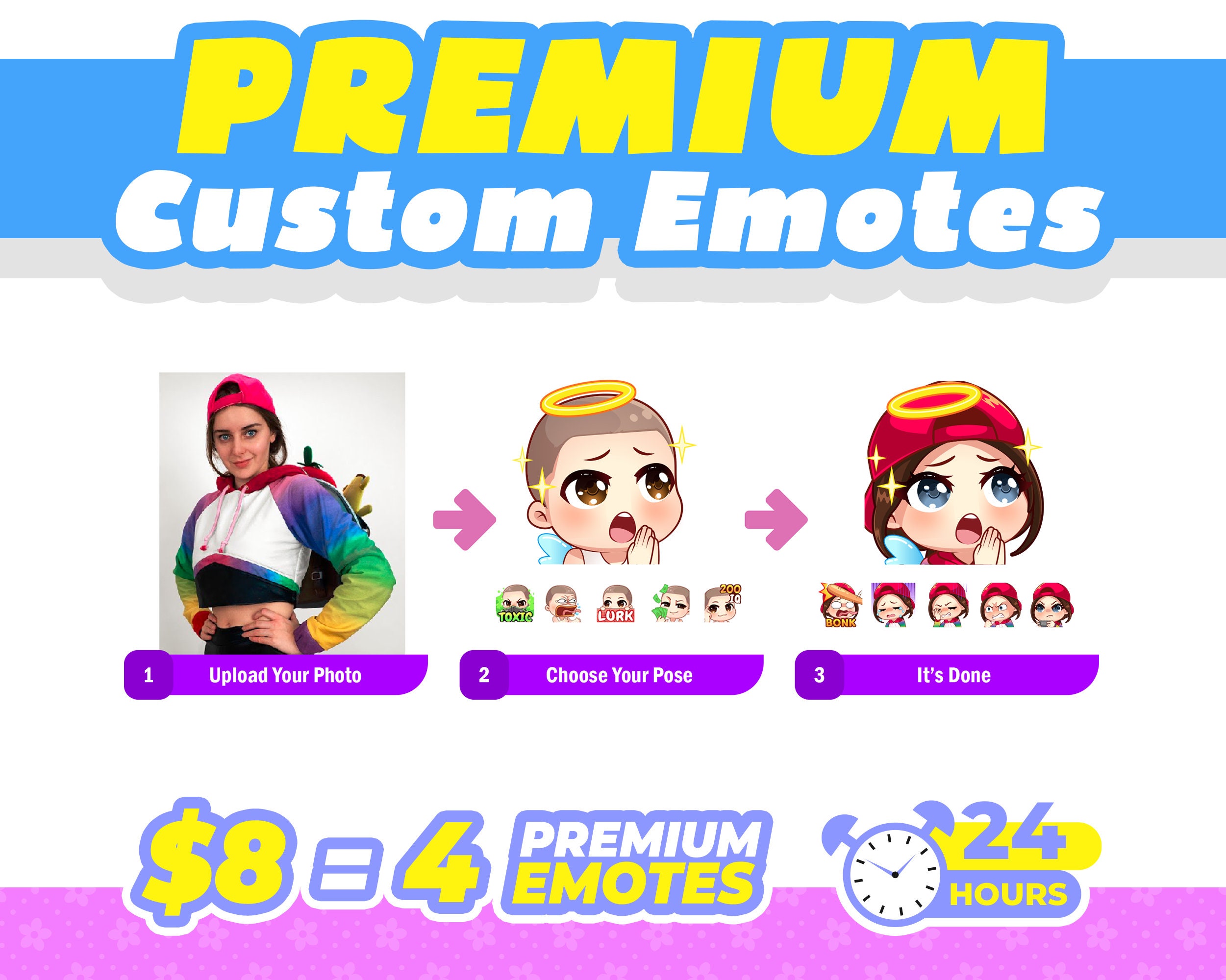 Premium Chibi Twitch Emotes Custom & Cute for Streamers Perfect for ...