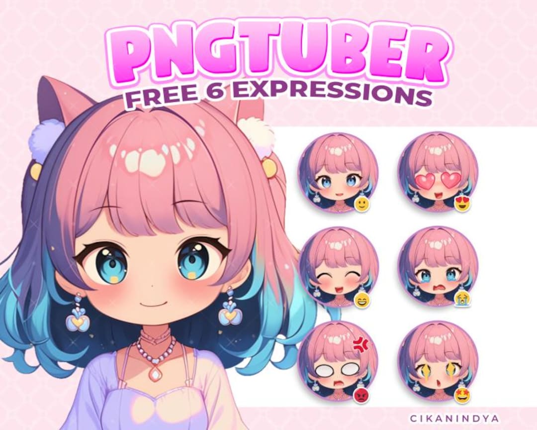 Chibi Pngtuber Model – Adorable Cat-eared Female for Streamers - Etsy
