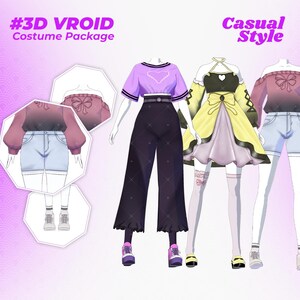 3D Vroid Clothes Pack | Vroid 3D Model Casual Clothing Collection ...