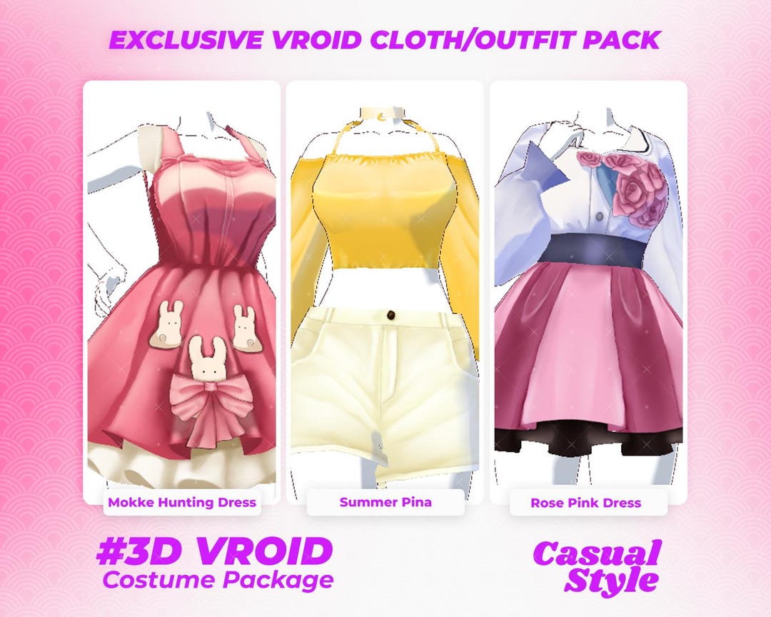 Vroid Clothing Pack | Vroid Kawaii Cute Outfit Set for Girls | Clothes ...