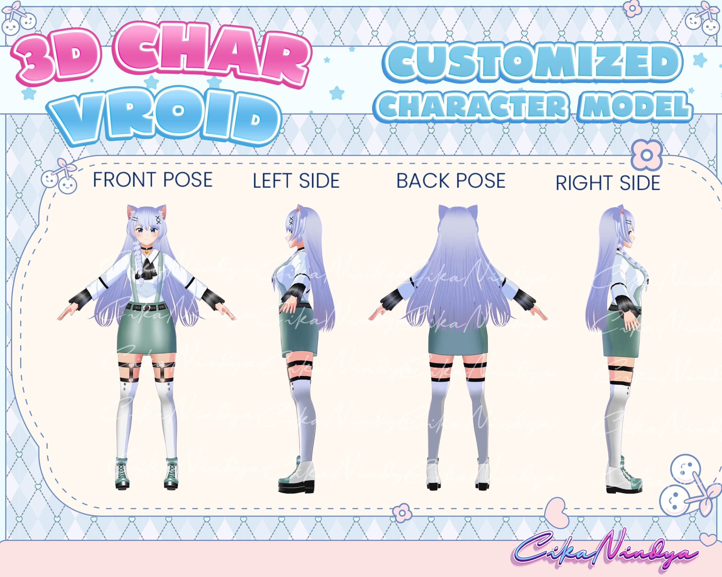 3D Vroid Character 3d Model Vtuber Model Free 3D - Etsy