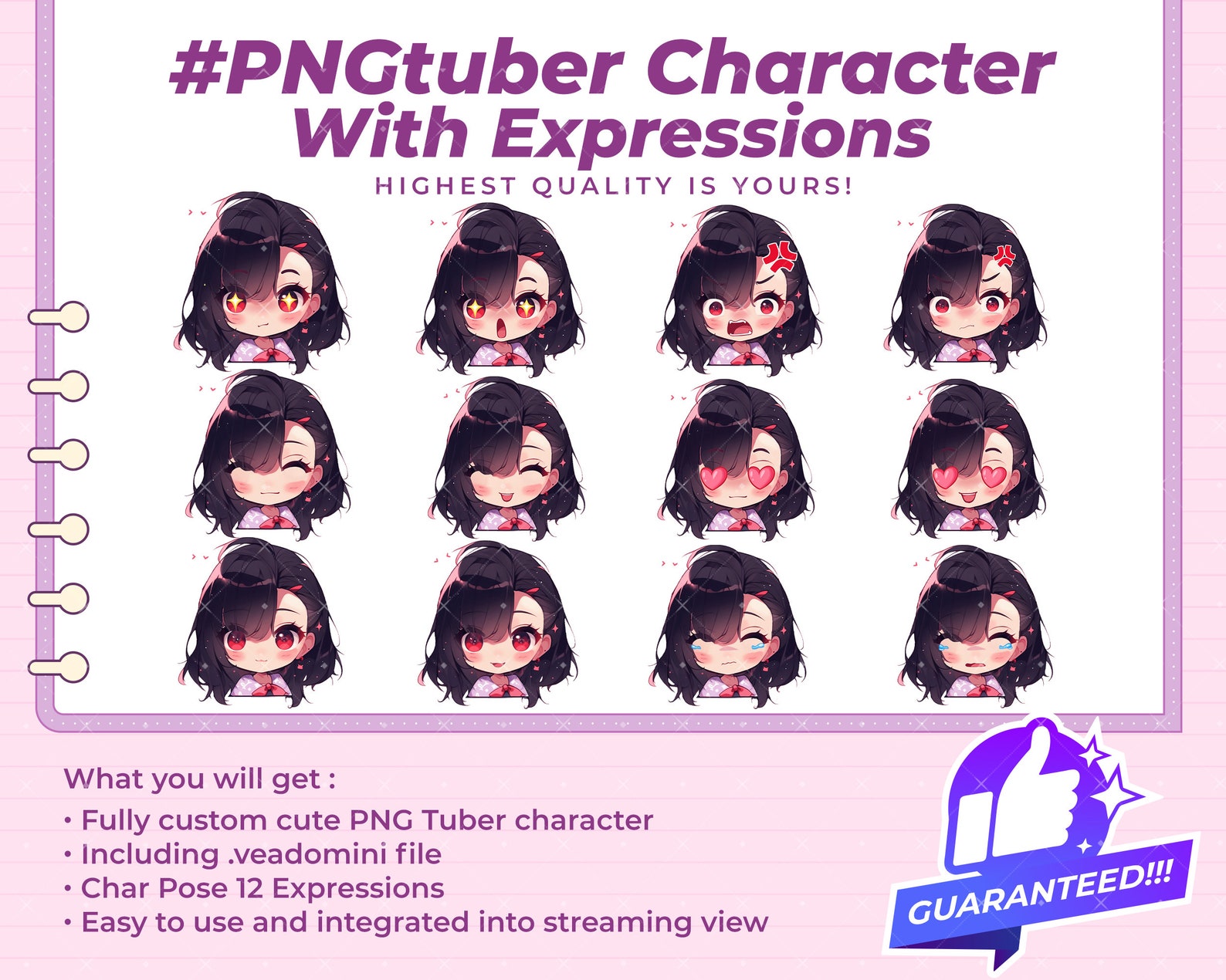 PNG Tuber Adorable Chibi PNG Tuber Pack for Anime Lovers 12 Expressions ...