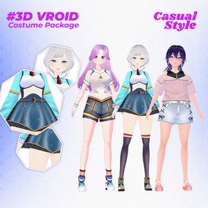 Comfy and Nice Vroid Outfits for Girl Avatars - Vroid Clothing Pack ...