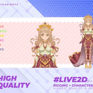 Live2d Princess Vtuber Model: Tan Hair, 7 Expressions, Walk Motion - Etsy