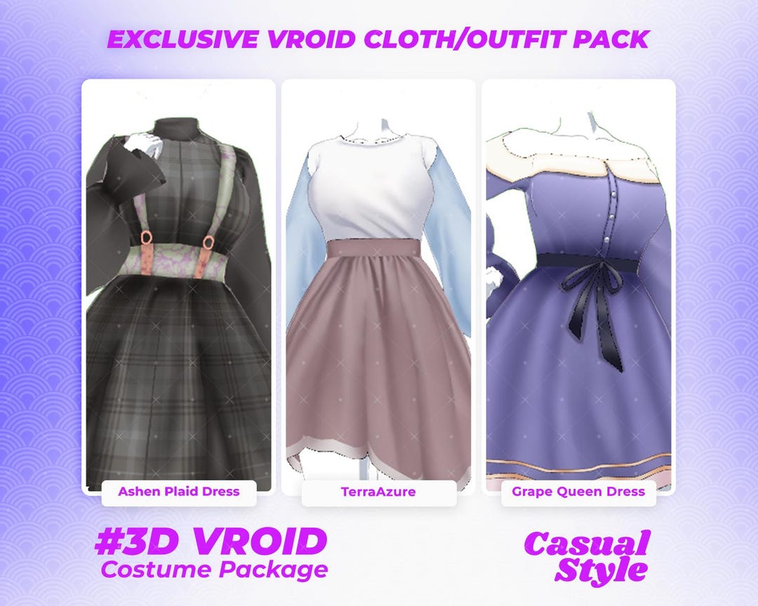 Vroid Girl Casual Wear Pack | Trendy 3D Outfit for Vtuber Models ...